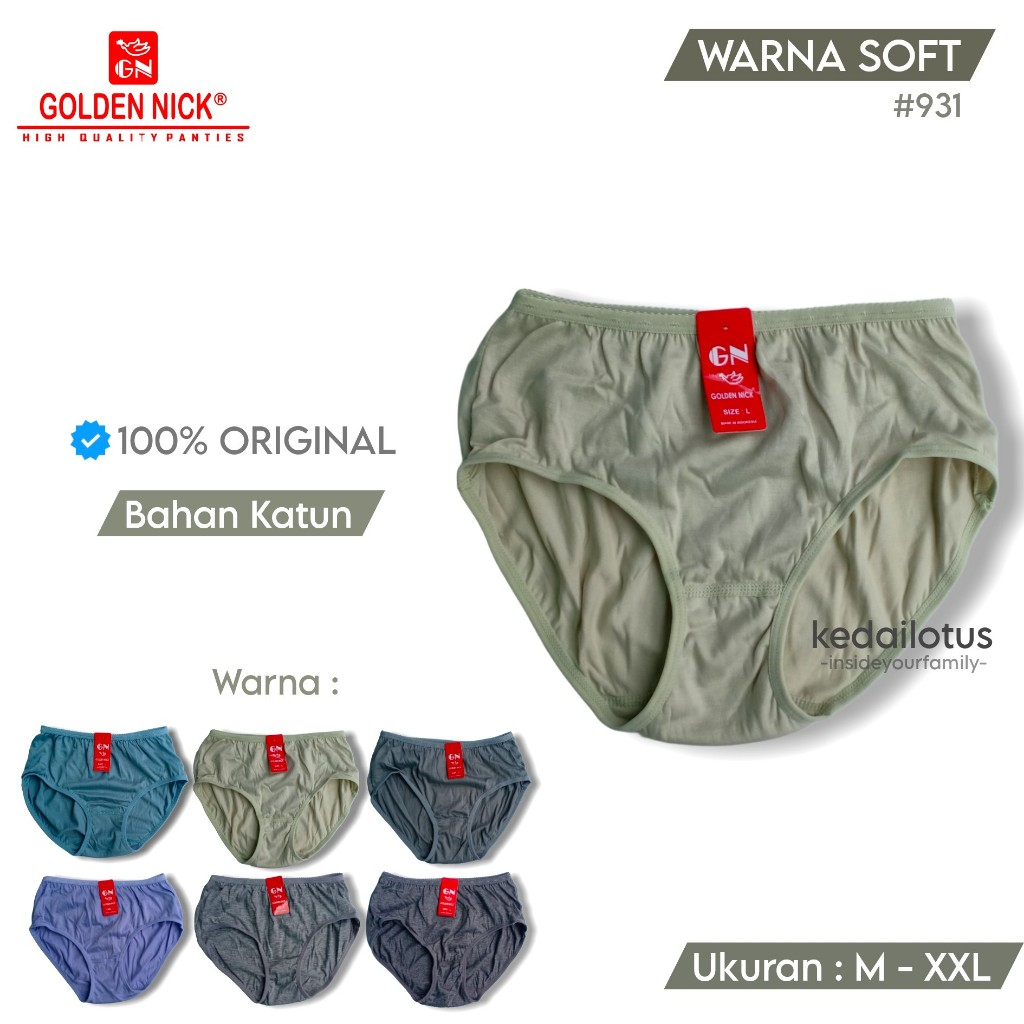 Jual KL1 CD GOLDEN NICK 931 CELANA DALAM WANITA SOFT COLOR POLOS SIZE M,L,XL,XXL | Shopee Indonesia