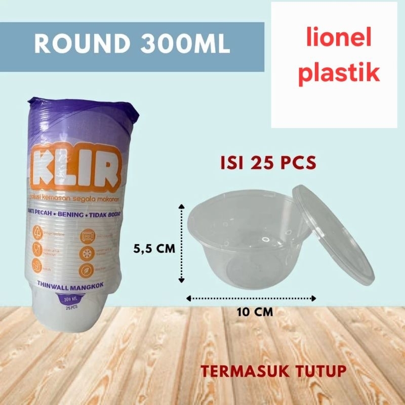 Jual Thinwal Bulat 300ml + Tutup / Mangkok Plastik Round 300ml Bulat ...