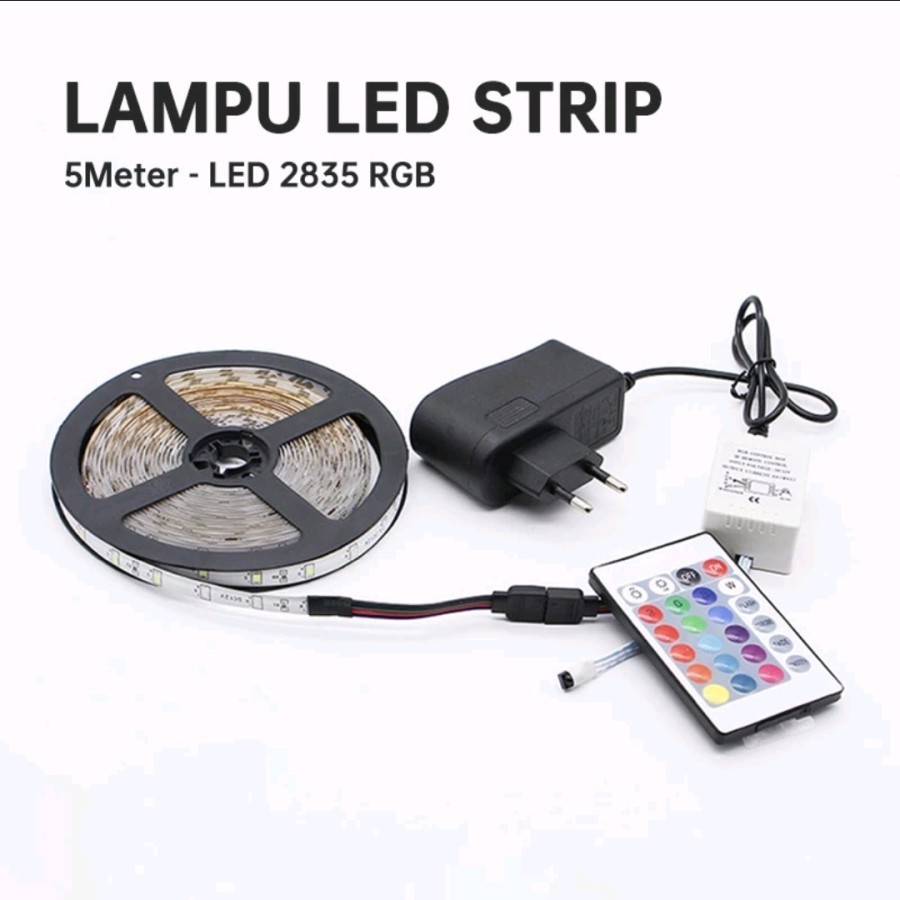 Jual lampu led strip RGB 5 METER strip led komplit adaptor remote warna ...