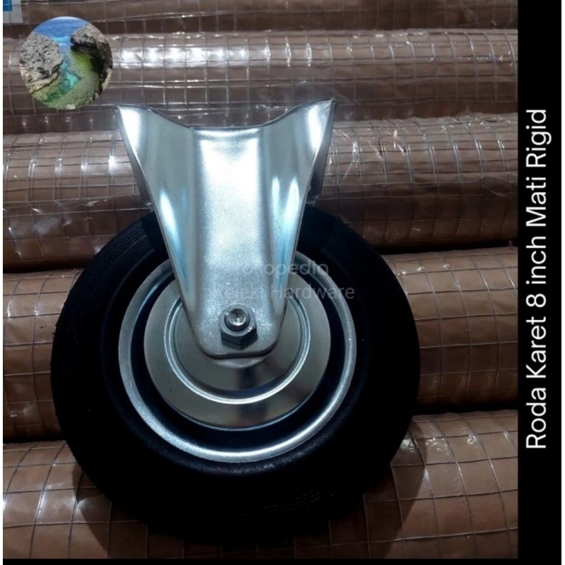 Jual Roda Karet Hitam Mati 8 inch Roda Rigid Etalase Trolley Gerobak 8 ...