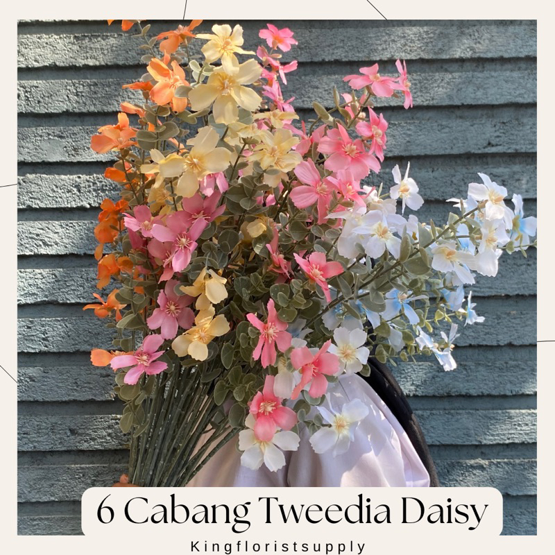Jual BUNGA DAISY 6 CABANG TWEEDIA DAISY SPRAY ARTIFICIAL FLOWER KRISAN ...