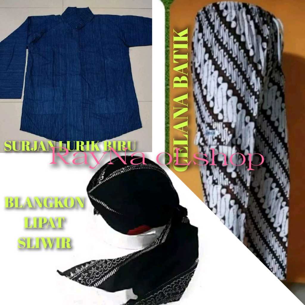 Jual SETELAN PAKAIAN ADAT JAWA PRIA / LAKI | SURJAN LURIK BIRU + BLANGKON LIPAT SLIWIR + CELANA ...