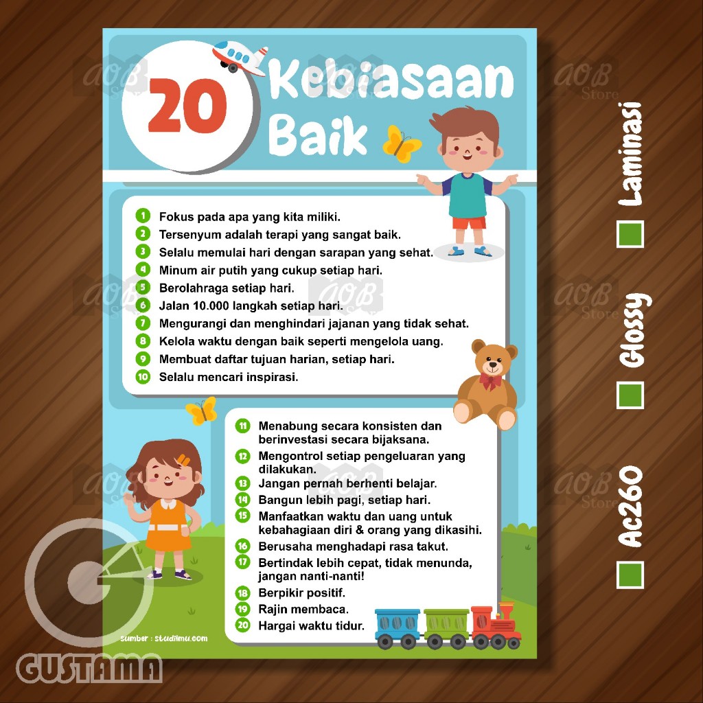 Jual Poster 20 Kebiasaan Baik, Poster Edukasi Anak Laminasi A3 | Shopee ...