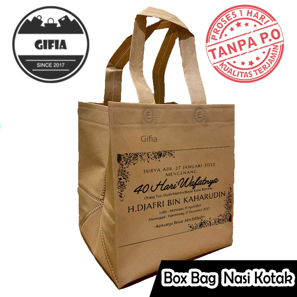 Jual Goodie Bag Sablon Custom / Tas Spunbond Sablon Model Box Nasi ...