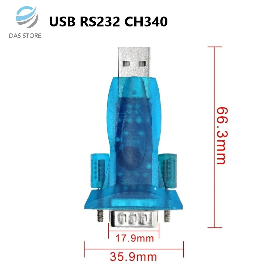 Jual Konektor Adapter USB to Serial RS232 DB9 CH340 modul biru | Shopee ...