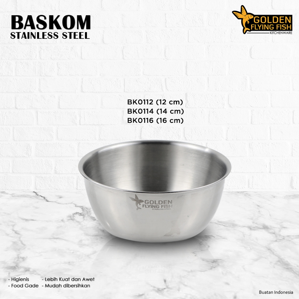Jual Baskom Stainless Steel 0,4 mm 12cm BK0112 - Golden Flying Fish ...
