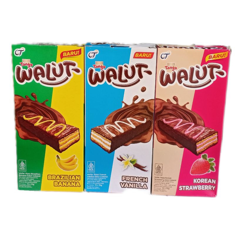 Jual Tango Walut Wafer Cokelat Banana Vanilla Strawberry