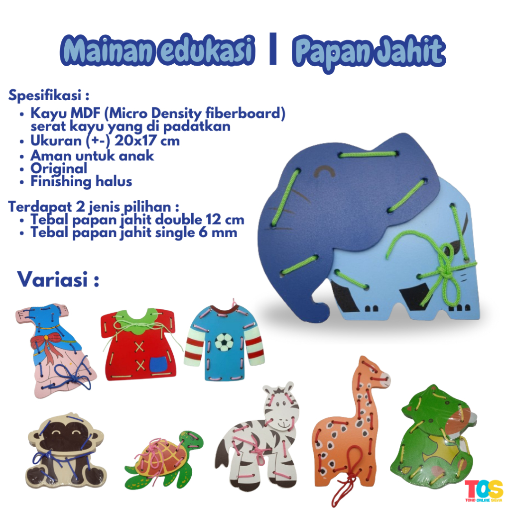 Jual Mainan edukasi papan jahit kayu MDF menjahit lacing baju dress ...