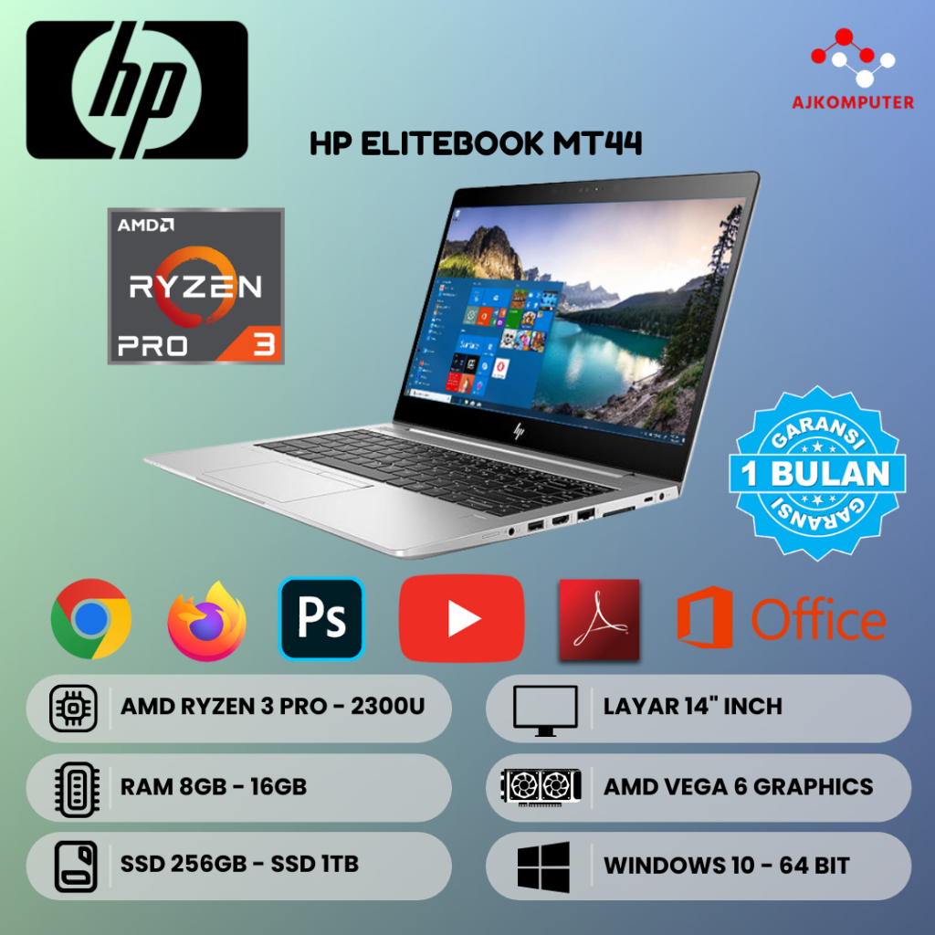 Jual HP ELITEBOOK MT44 AMD RYZEN 3 PRO 2300U GAMING DESIGN SLIM MEWAH ...