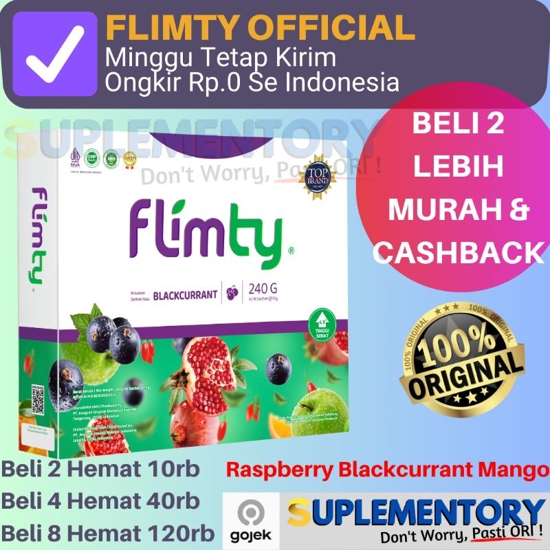 Jual Original Flimty Fiber 1box 16 sachet atau Eceran Flimtea | Shopee ...