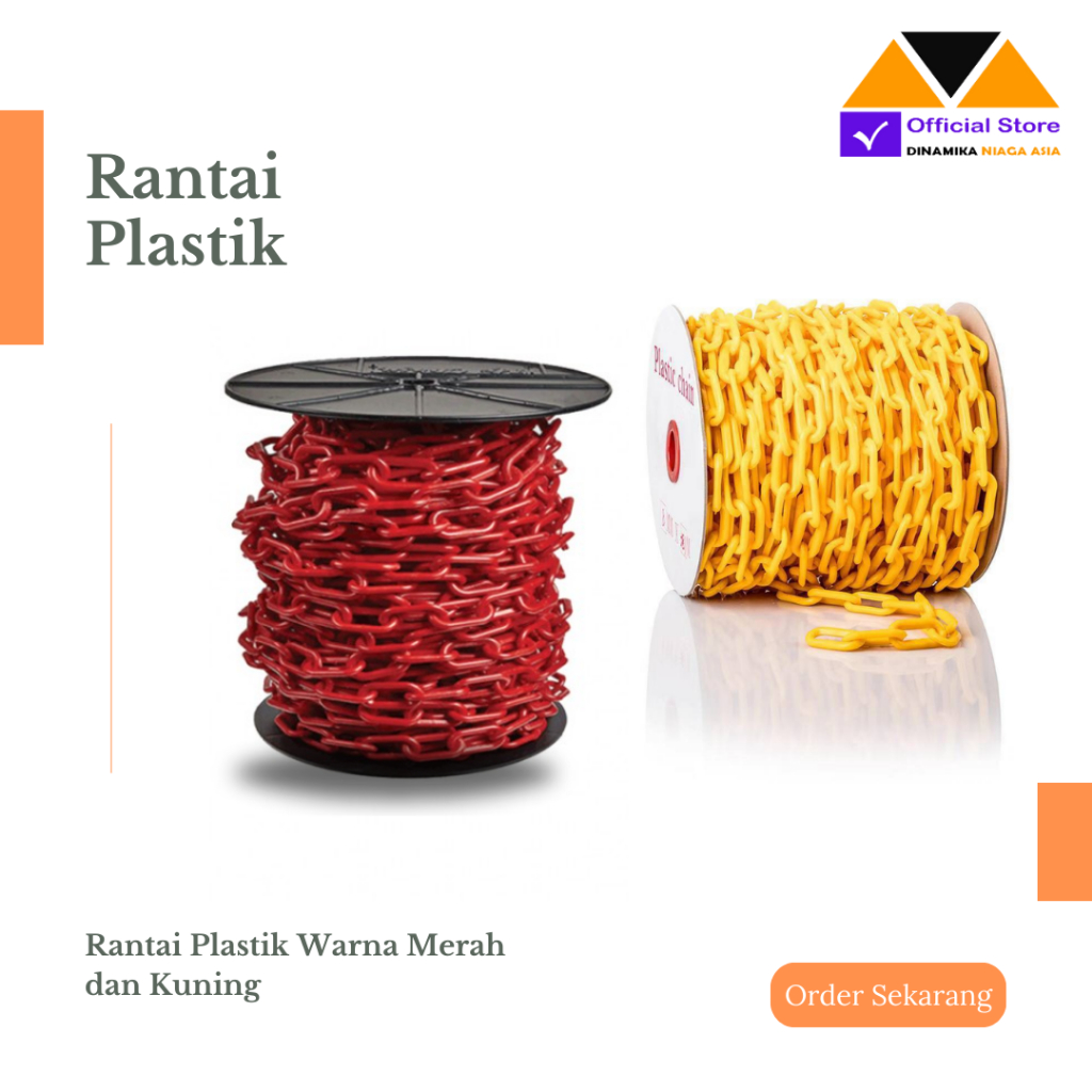 Jual Rantai Plastik 25 Meter Plastic Chain Warna Merah Kuning 6/8 mm ...