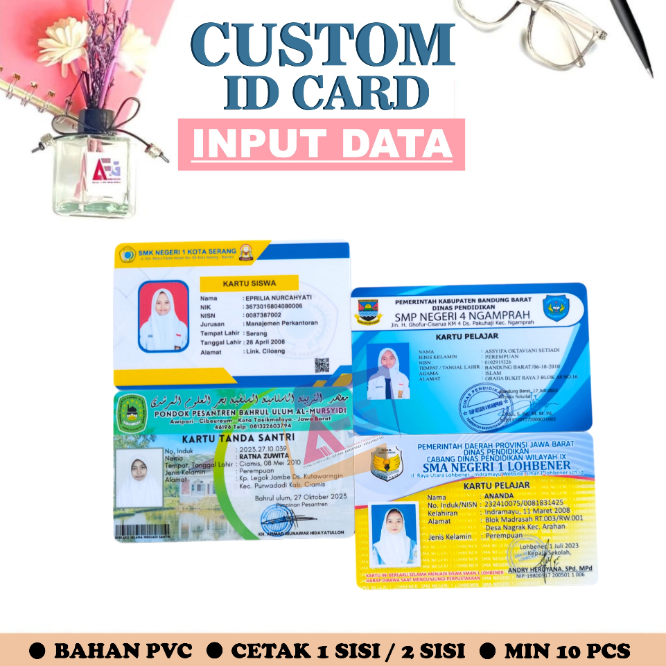 Jual CETAK ID CARD CUSTOM INPUT DATA NAMA,FOTO DAN IDENTITAS KARTU ...