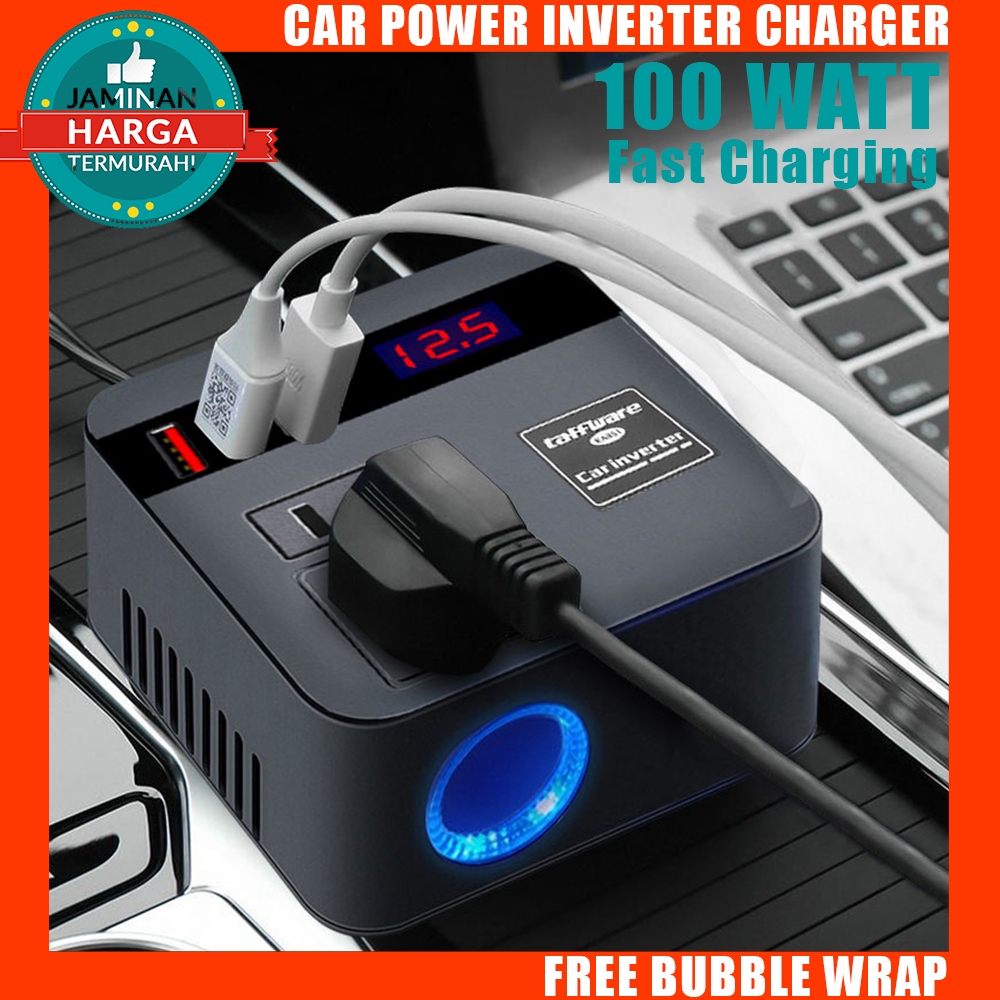 Jual Inverter Charger Mobil 100W Watt 12/24V Colokan Universal 3 USB ...
