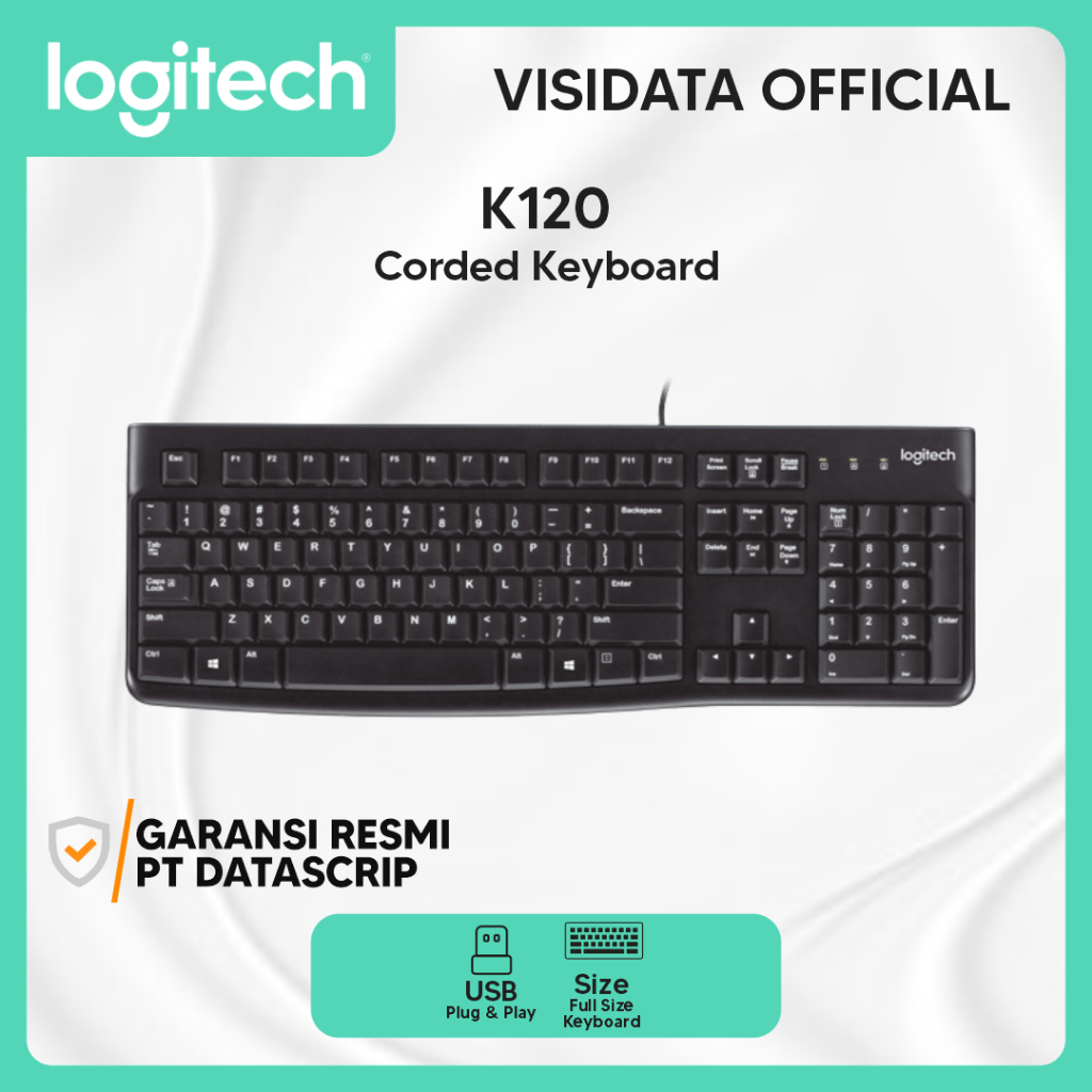 Jual LOGITECH K120 Corded Keyboard Kabel - Garansi Resmi | Shopee Indonesia