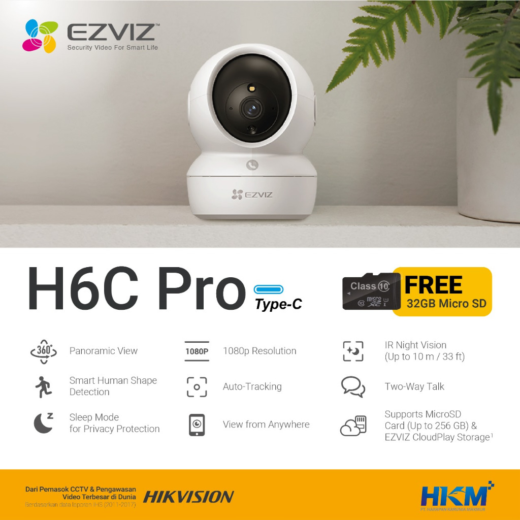 Jual EZVIZ H6C Pro 2MP IP Camera WIFI CCTV IPCam 360 Degrees 2Way-Audio | Shopee Indonesia