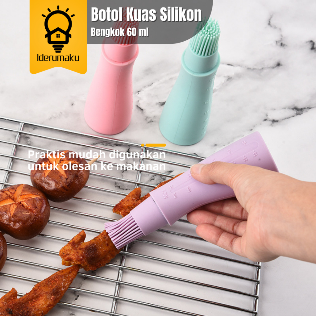 Jual Botol Kuas Minyak Silikon Bengkok 60ml Kuas Pengoles Sirup Kue ...