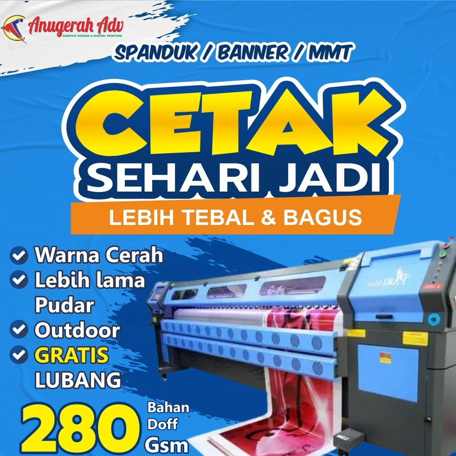 Jual Cetak Banner Spanduk / MMT/Cetak Print Banner 1 Hari Jadi/Banner Tebel 280gram / | Shopee ...