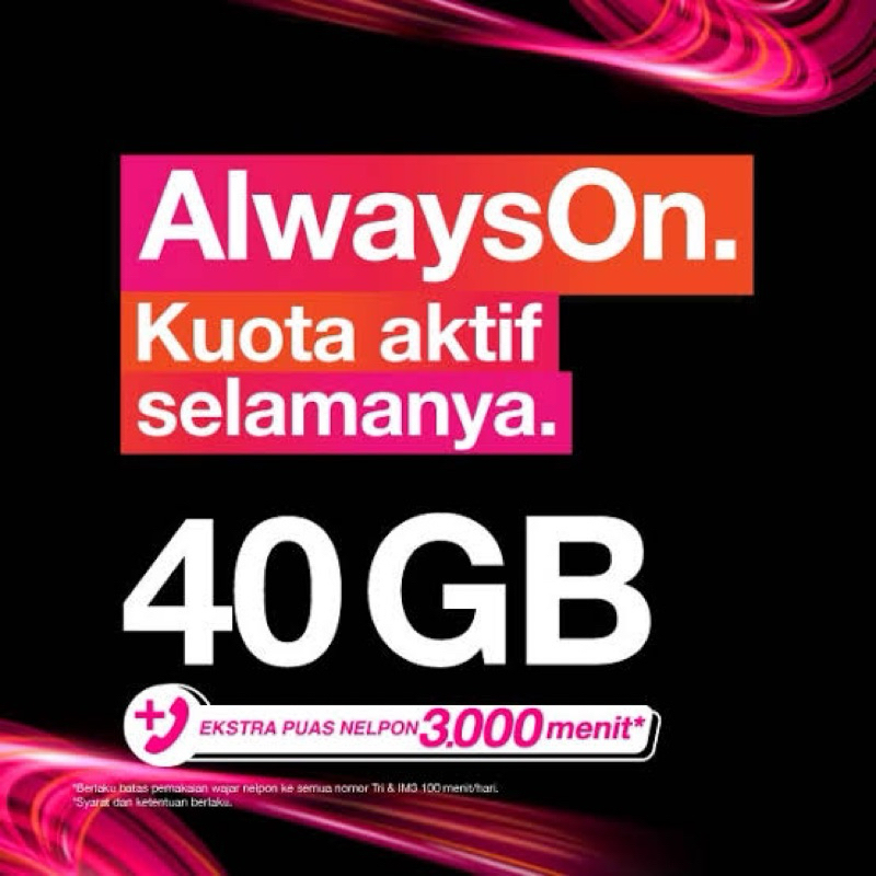 Jual Paket Data Kuota Tri 3 AON | Shopee Indonesia
