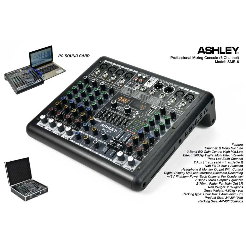 Jual Mixer Ashley NEW SMR6 SMR 6 Channel BLACK PC Recording USB ...