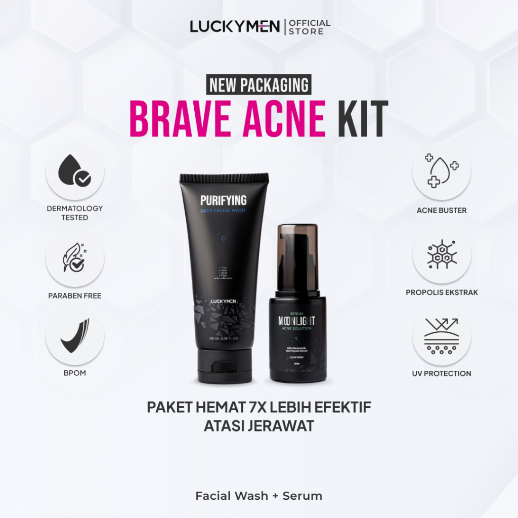 Jual [UPGRADE FORMULA] [BRAVE ACNE KIT] Serum + Facial Wash - Mengobati ...