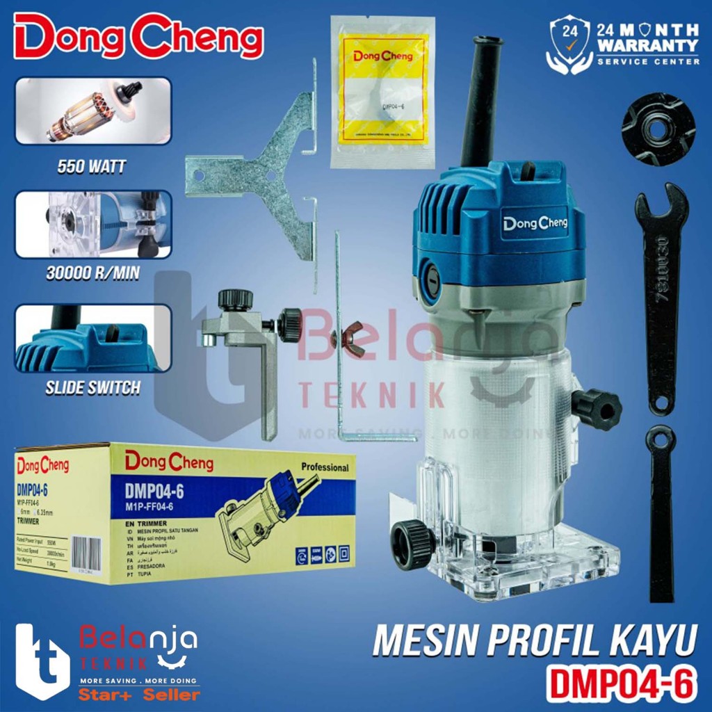 Jual Dongcheng Mesin Profil Kayu DMP04-6 Wood Trimmer Listrik 6MM 550 ...