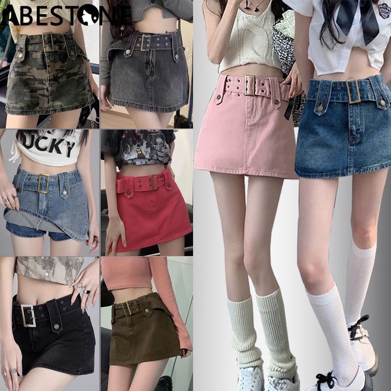 Jual Dilengkapi dengan ikat pinggang Tersedia berbagai warna rok denim ...