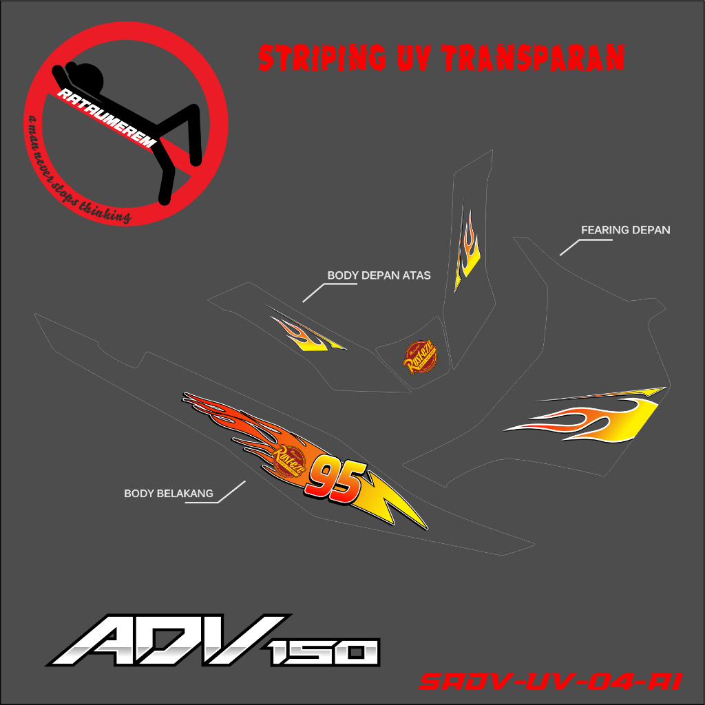 Jual Stiker Striping Bening Honda ADV 150 Motif Flame Terbaru - SADV-UV ...
