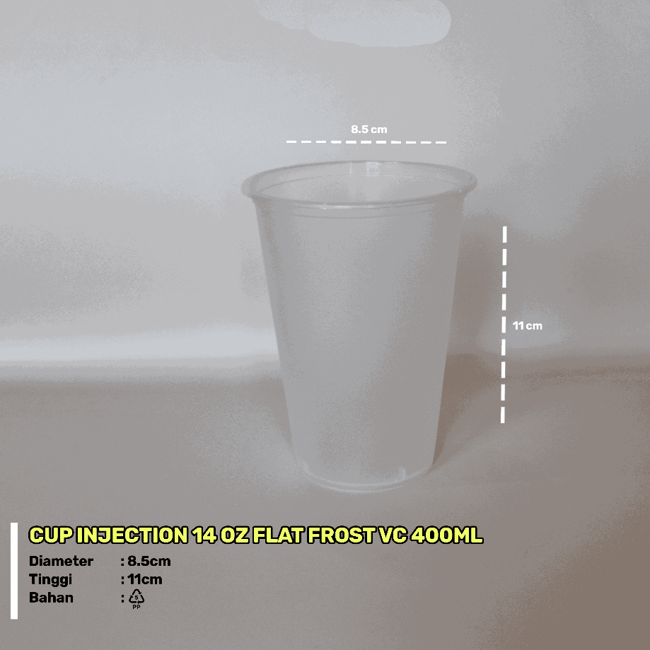 Jual CUP INJECTION 14 OZ FLAT FROST VC 400ML - 1 SLOP ( 20 PCS ...