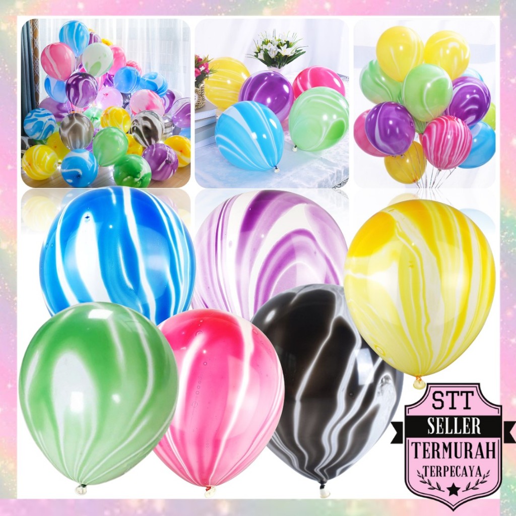 Jual STT Balon Latex Bulat Motif Marble Dekorasi Ulang Tahun 12 inch ...