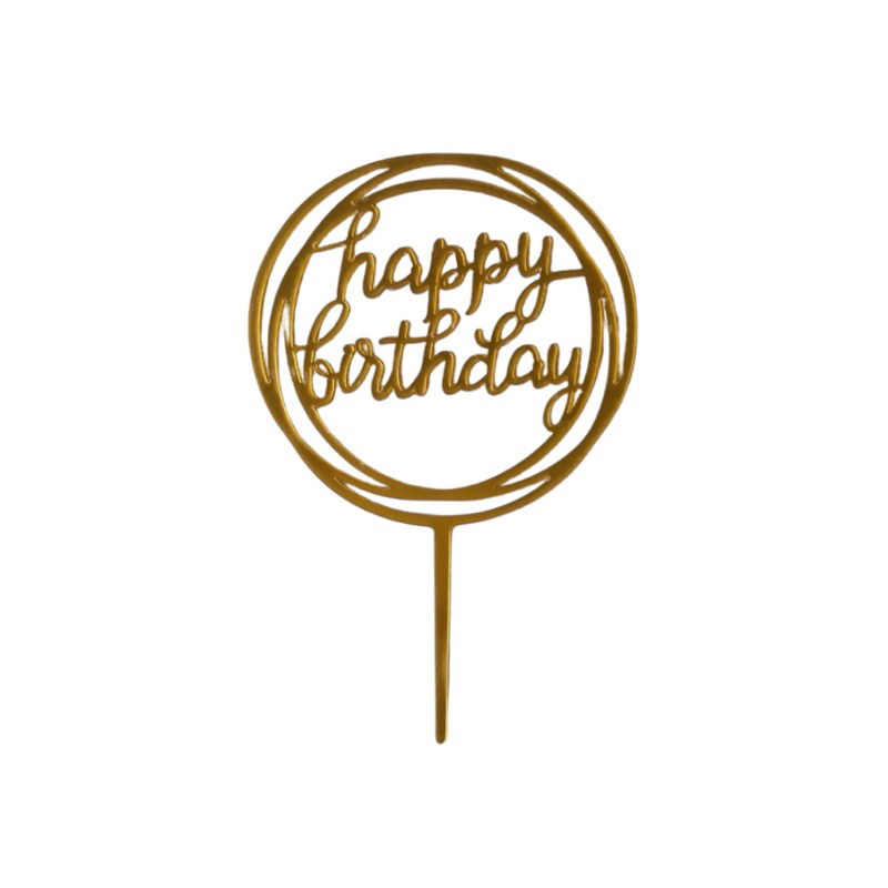 Jual Cake topper happy birthday bulat akrilik / toper tulisan ulang ...