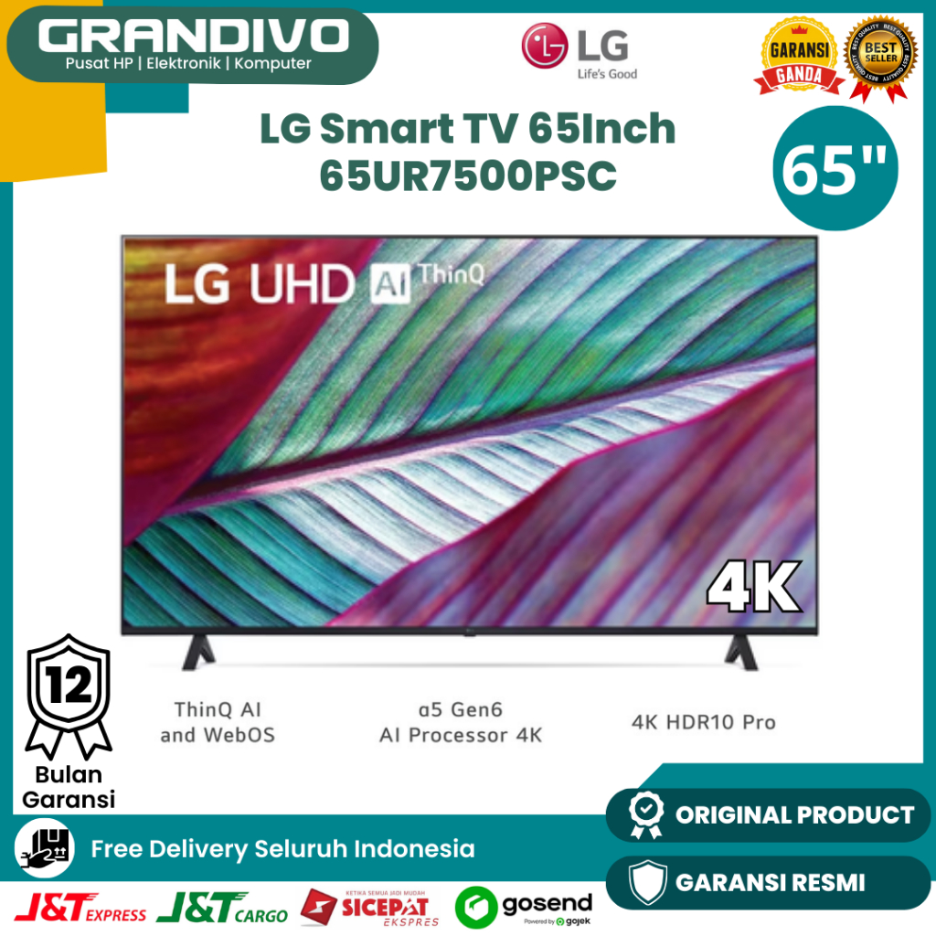 Jual TV LG Smart TV 65 Inch 65UR7500PSC 4K HDR10 Pro AI α5 4K Gen6 ThinQ AI dan WebOS - Grandivo ...