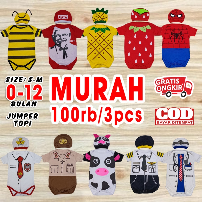 Jual baju jumper bayi karakter kaos romper set pakaian jamper kado laki ...