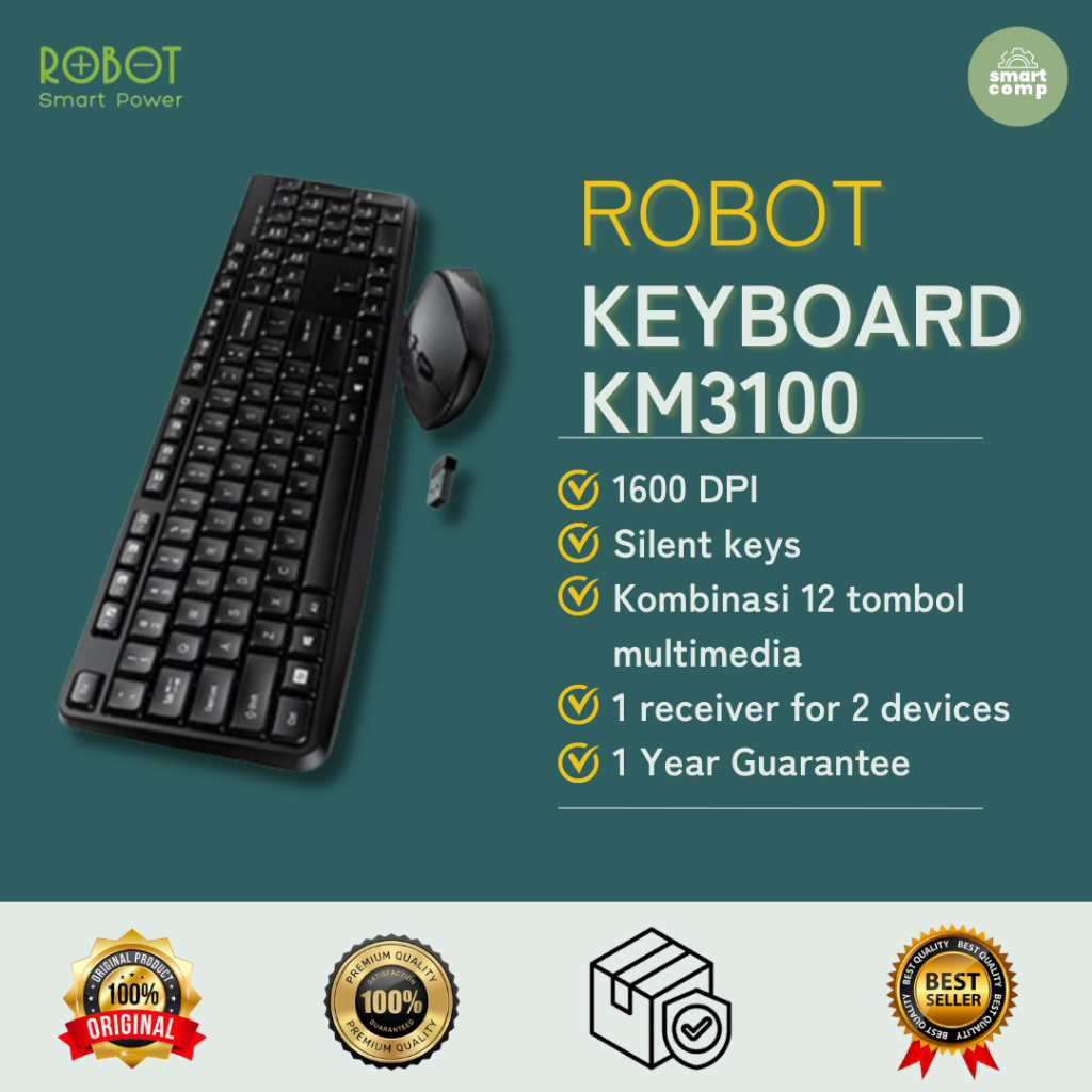 Jual ROBOT KM3100 Portable Mini Wireless Set Combo Keyboard and Mouse ...