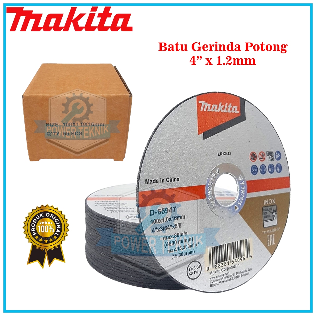 Jual Mata Gerinda Potong 4" x 1mm MAKITA Batu Potong Besi 4Inch Mata ...