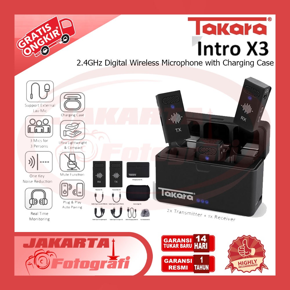 Jual Takara Intro X3 2.4GHz Digital Wireless Microphone with Charging ...