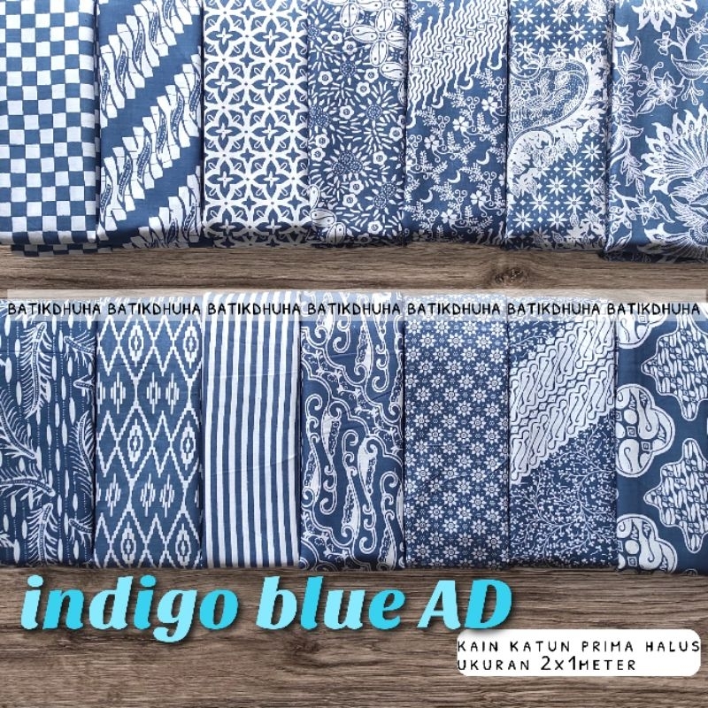 Jual Kain batik biru soft biru indigo / kain batik set murah 2x1meter ...
