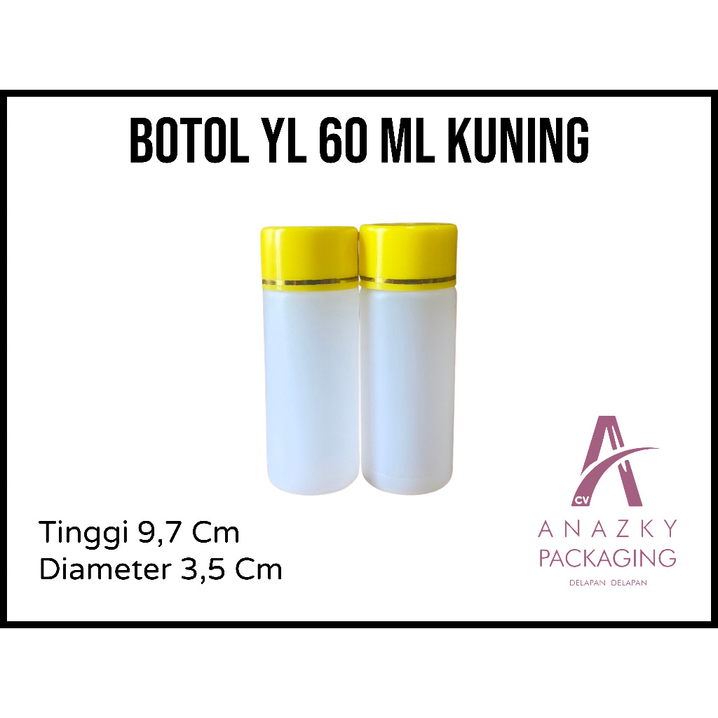 Jual BOTOL YL 60 ML TUTUP KUNING NATURAL (KEMASAN 25 PCS @Rp 1200 ...