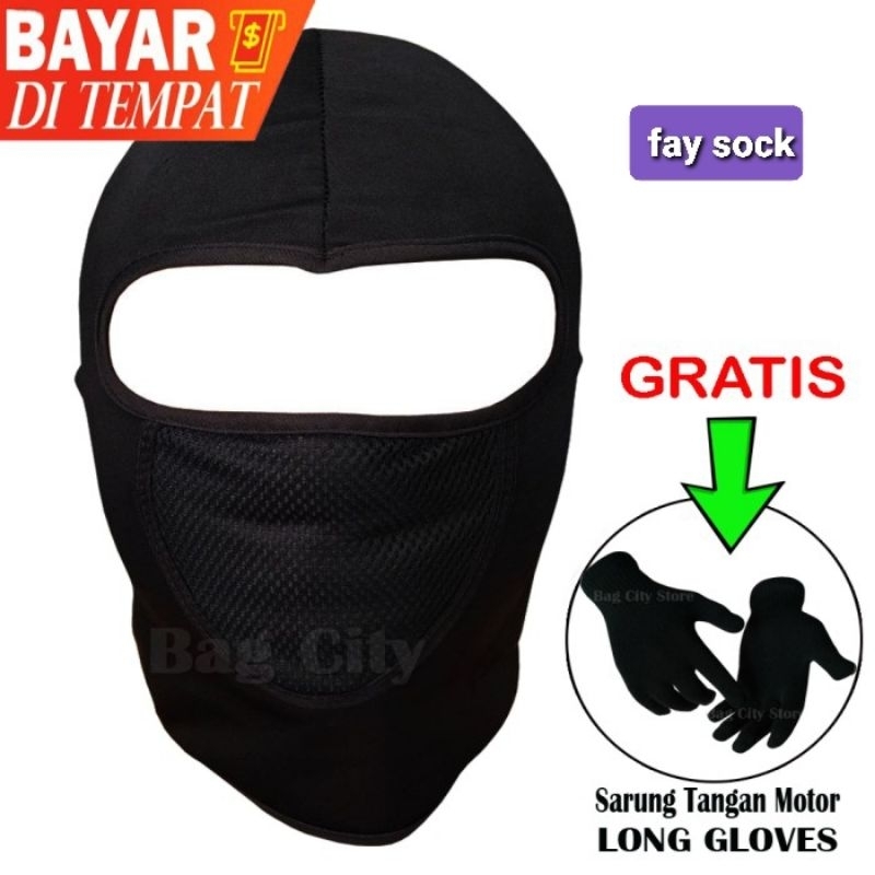 Jual 1 Paket ( Masker ninja hitam polos + Sarung tangan hitam ) Masker ...