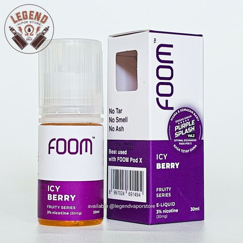 Jual SALT NIC - FOOM PURPLE SPLASH Icy Berry 30ML 30MG AUTHENTIC ...