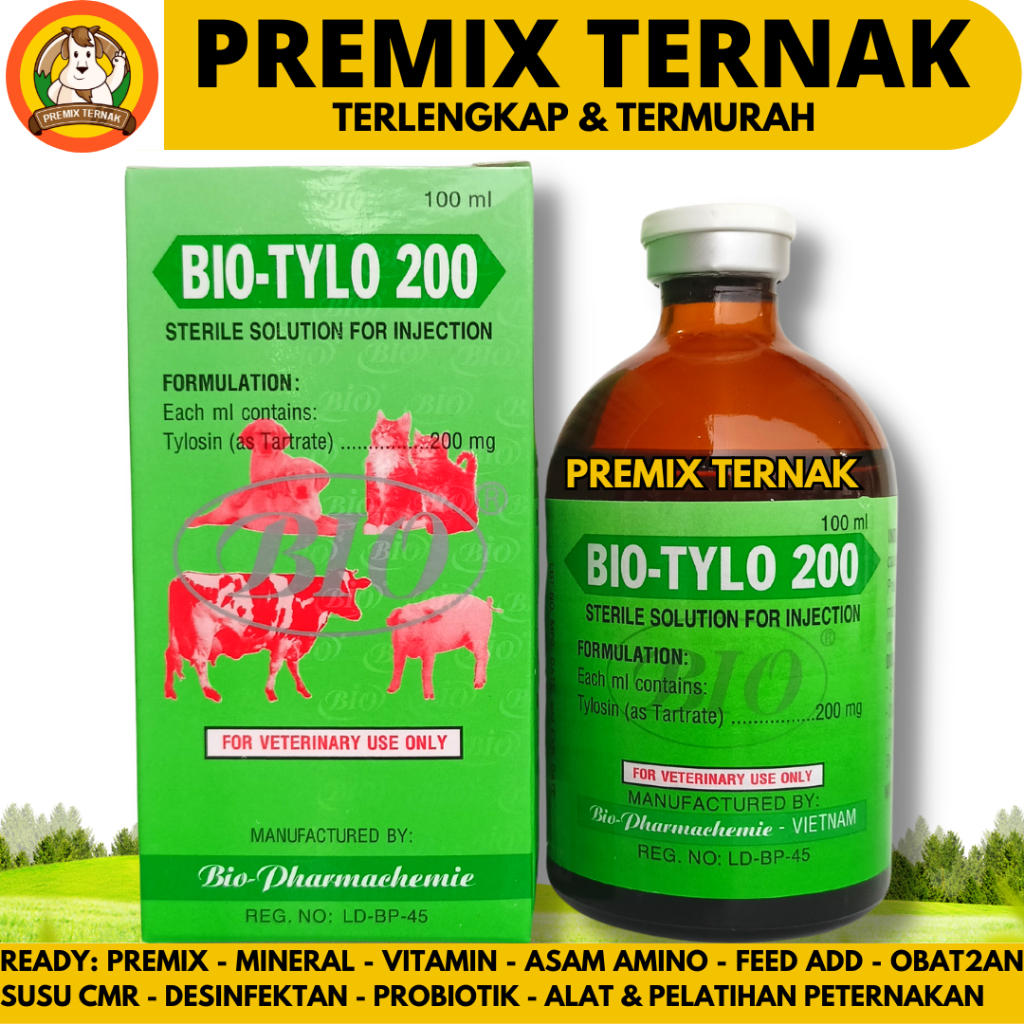 Jual BIO TYLO 200 (TYLOSIN) 100 ml - Obat Antibiotik Pernafasan Hewan ...