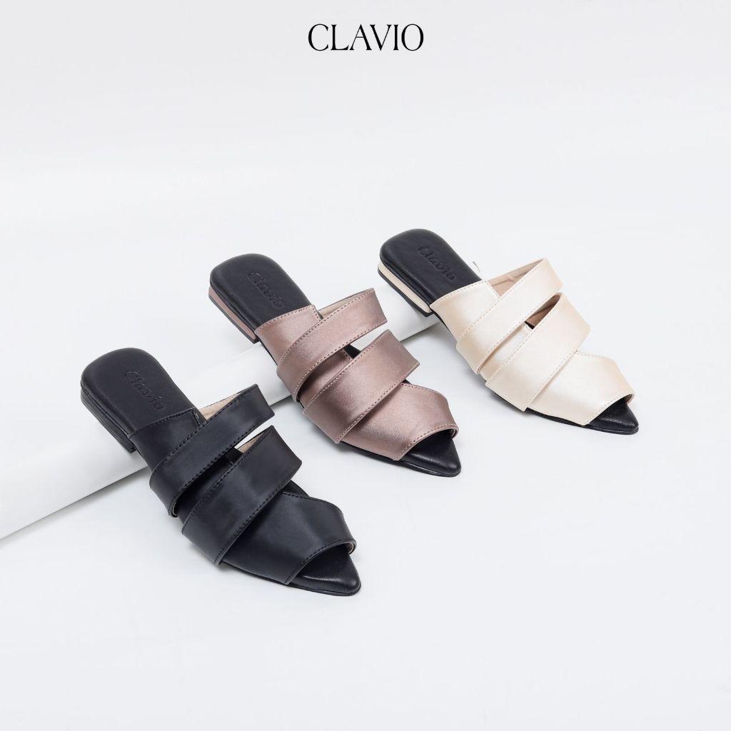 Jual CLAVIO Melodi Sandal Mules Wanita Heels / Hak 3 Cm | Shopee Indonesia