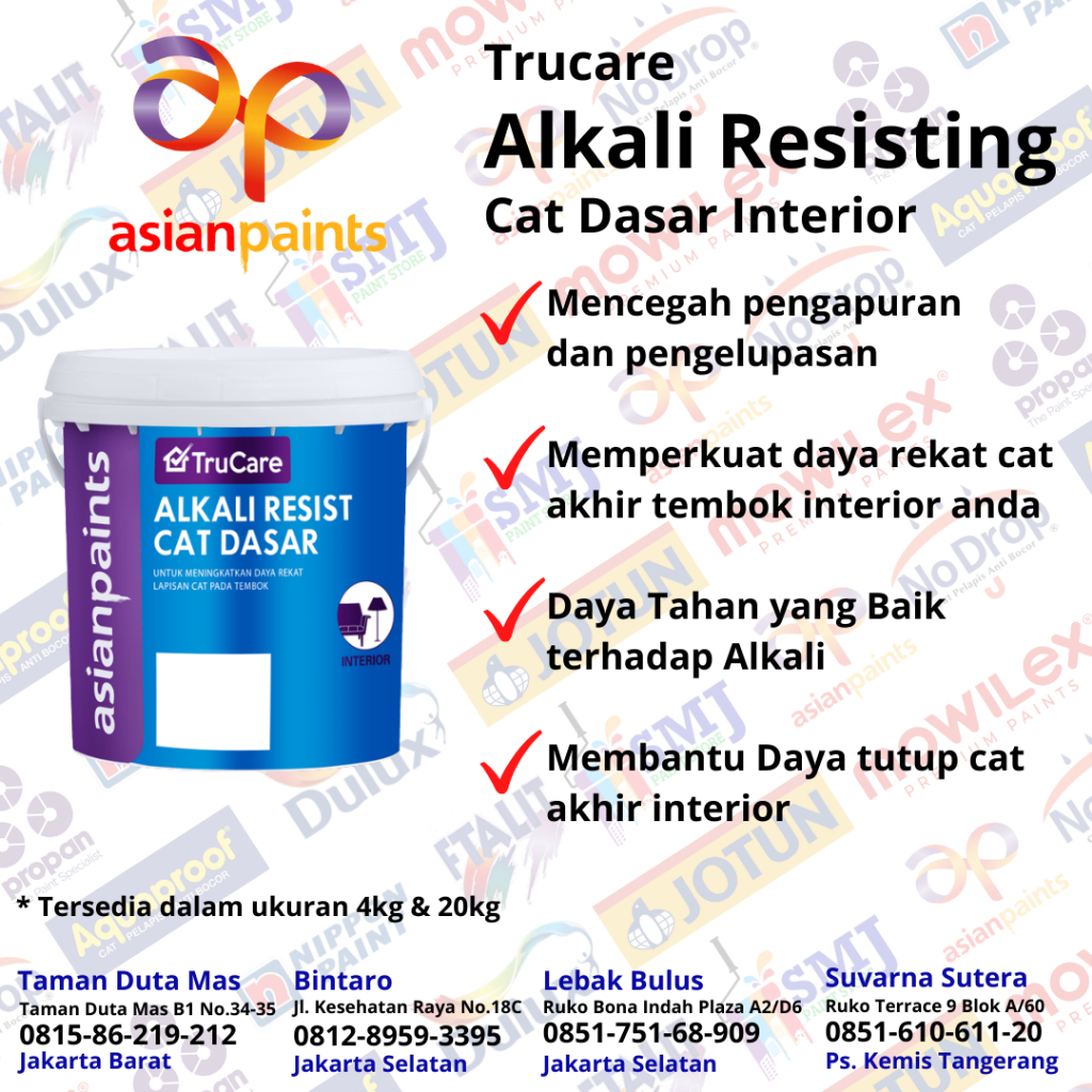 Jual CAT DASAR TEMBOK INTERIOR ASIAN PAINTS TRUCARE ALKALI RESISTING 4 ...