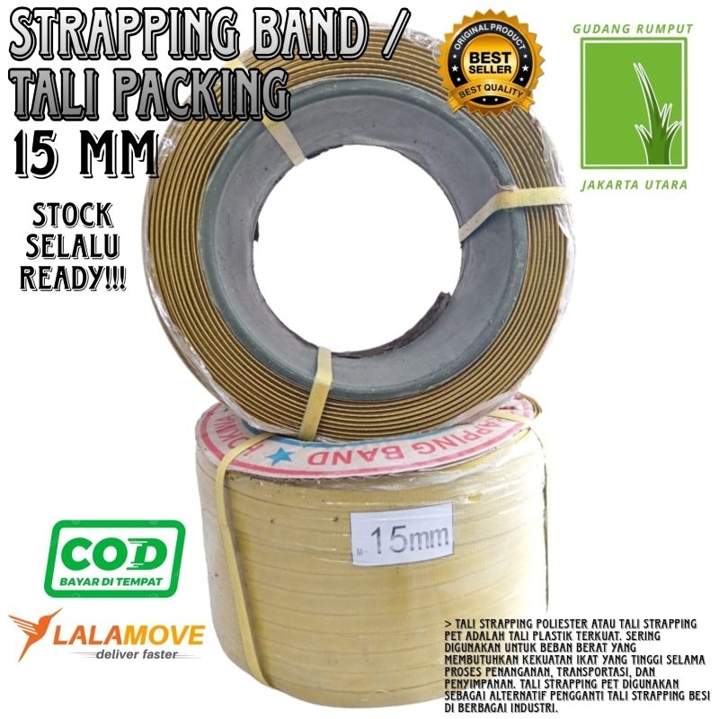 Jual Tali Strapping band 15 mm tali packing warna kuning harga per roll ...