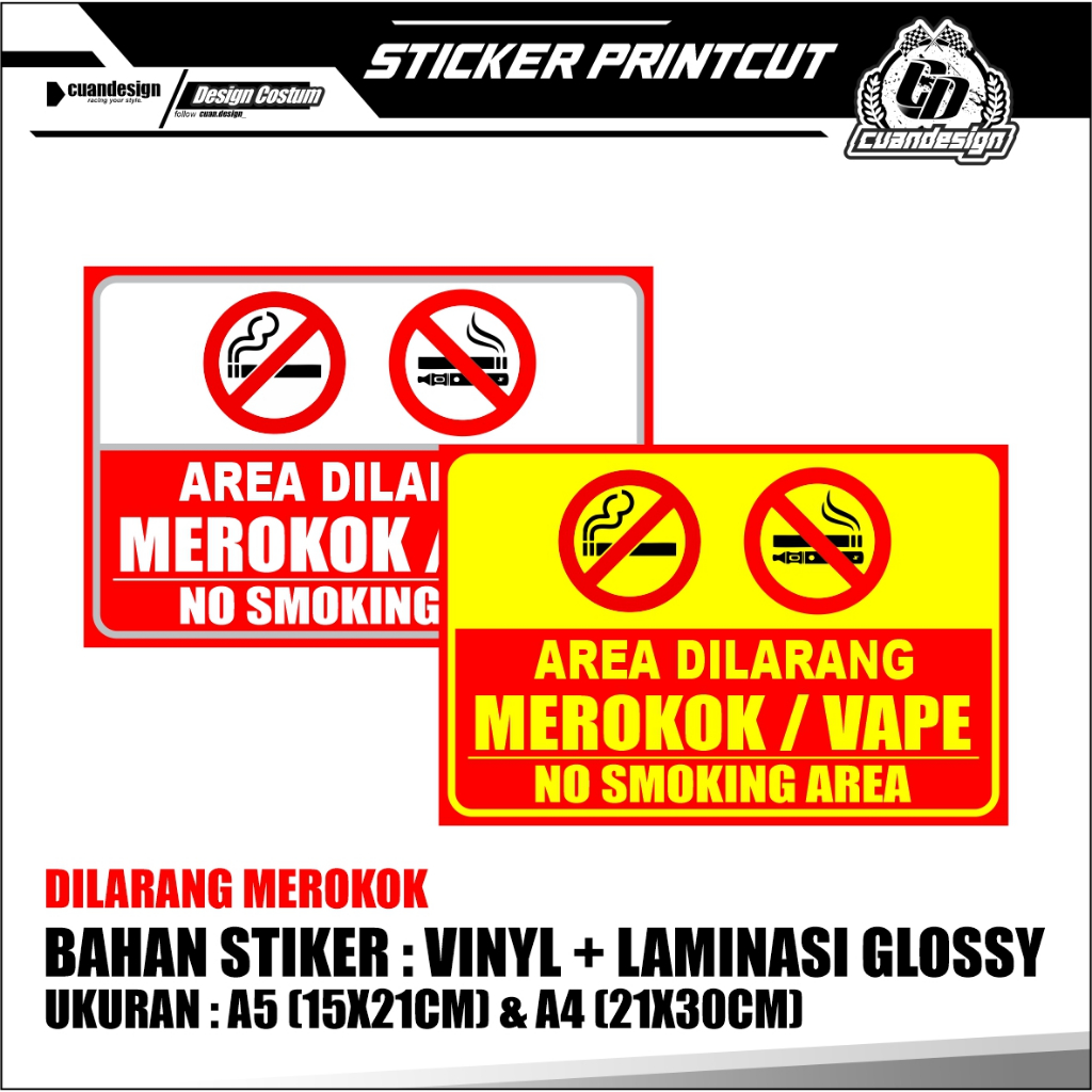 Jual STIKER STICKER DILARANG MEROKOK VAVE | BAHAN VINYL + LAMINASI ...