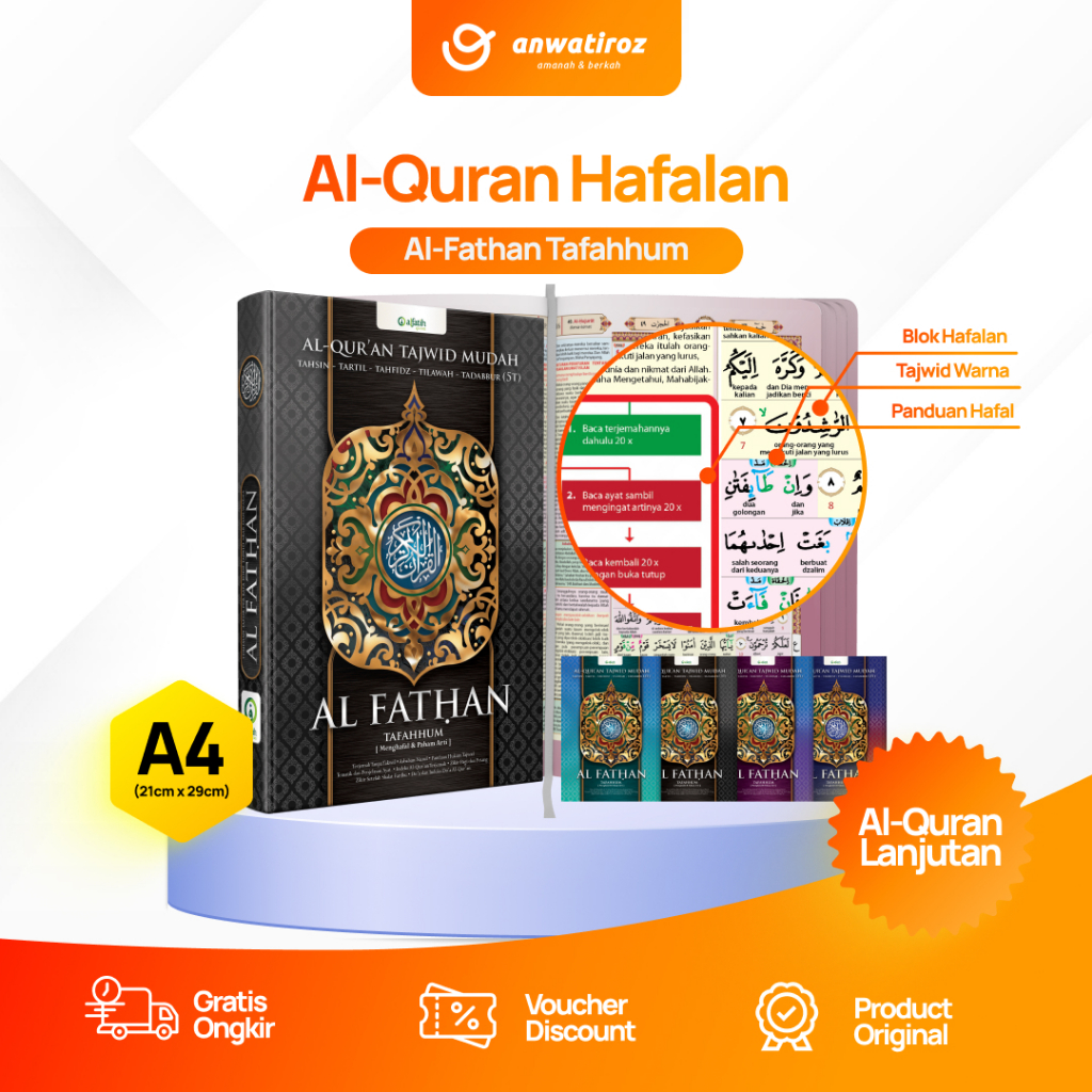 Jual Al-Quran Hafalan Blok Warna Terjemah Perkata Al Fathan A4 Besar | Shopee Indonesia