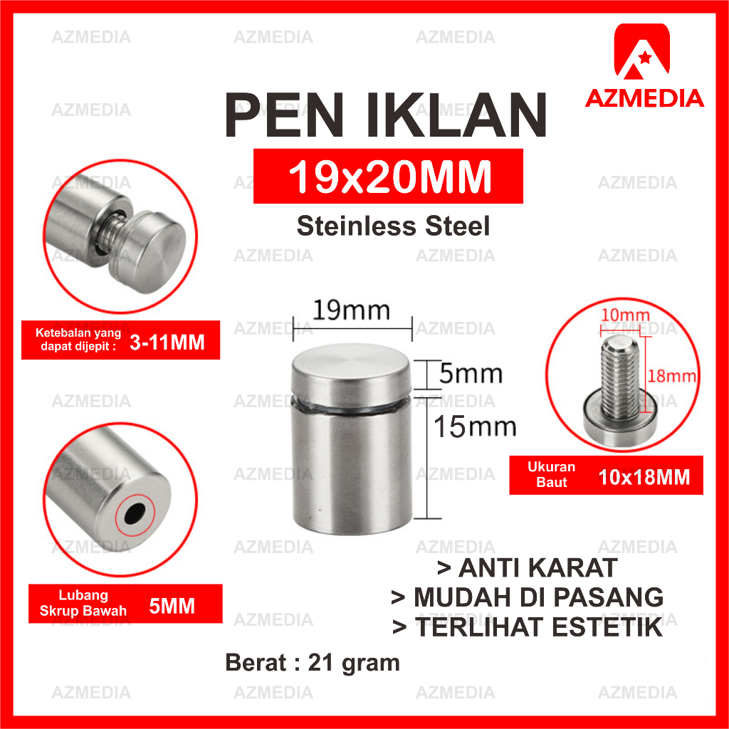 Jual PEN IKLAN 19x20 mm Figura Bingkai Akrilik Kaca Bahan Steinless ...