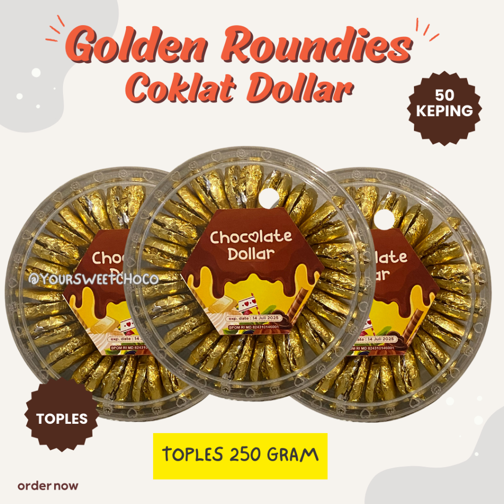 Jual GOLDEN ROUNDIES TOPLES ISI 50/COKLAT DOLLAR/COKLAT KOIN EMAS JAGO ...