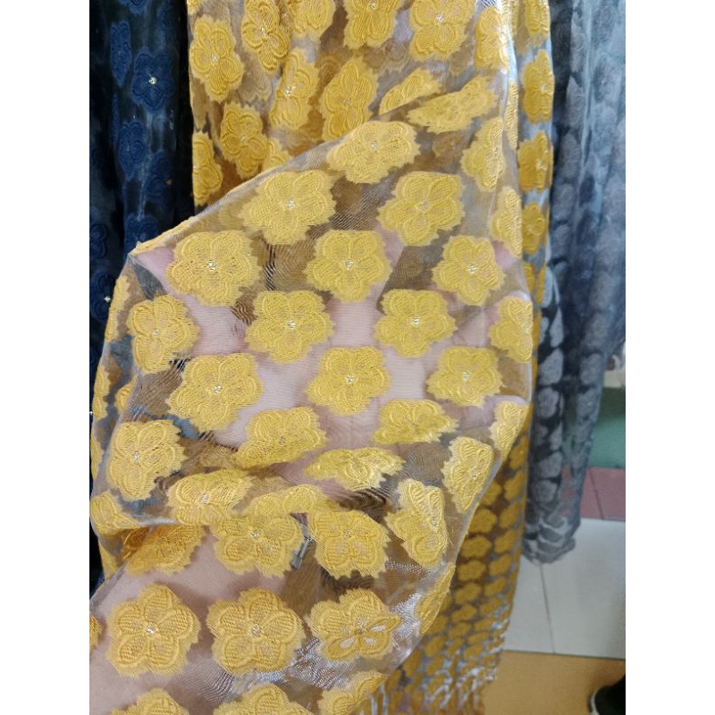 Jual bahan kain tile organza motif bunga | Shopee Indonesia