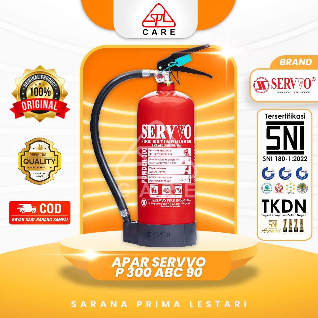 Jual APAR SERVVO 3 KG RACUN API 90% SNI, 3KG ABC POWDER 90% (UL), APAR SNI - SERVVO | Shopee ...