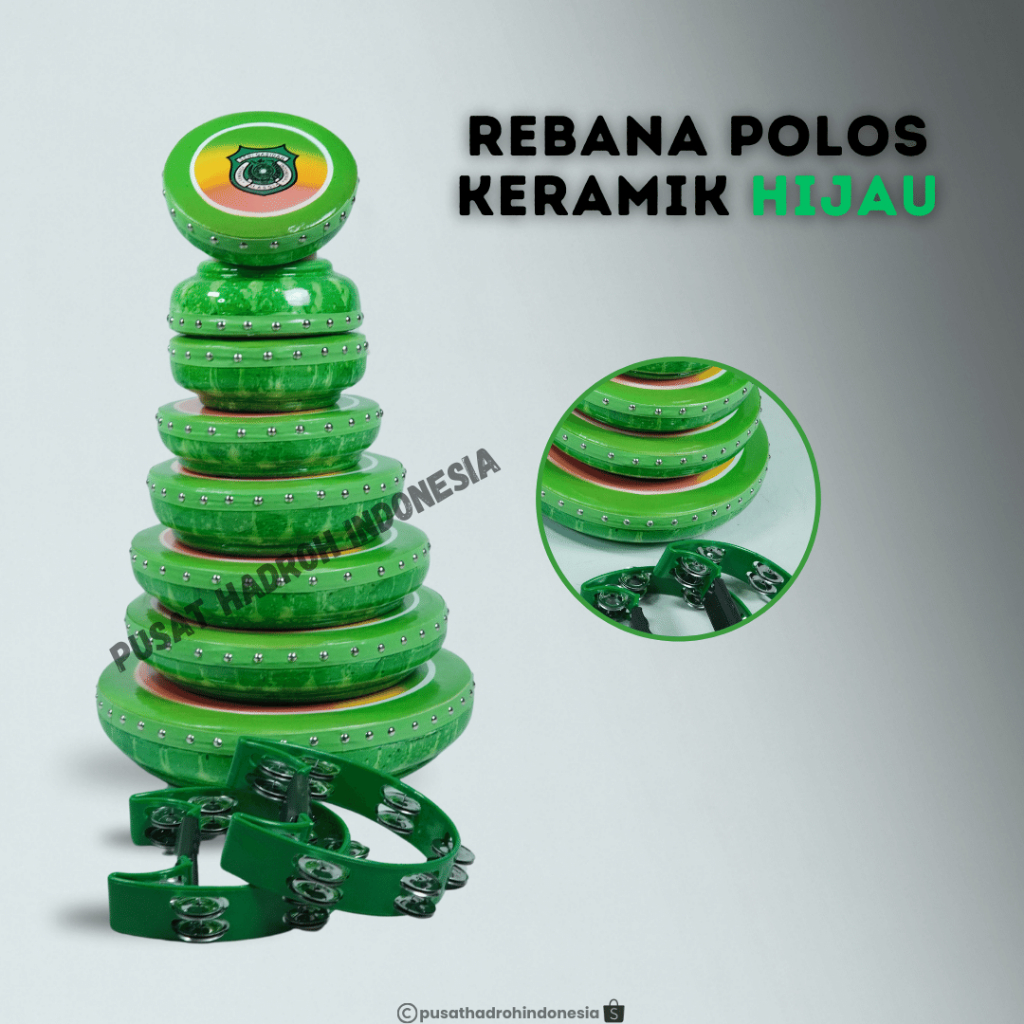 Jual Rebana Qasidah Motif Keramik Hijau 1 Set Isi 10 Rebana Hadroh ...